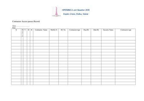Contractor Access Passes Record Doc
