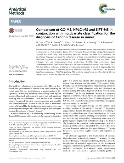 Pdf Comparison Of Gc Ms Hplc Ms And Sift Ms In Conjunction With Multivariate Classification