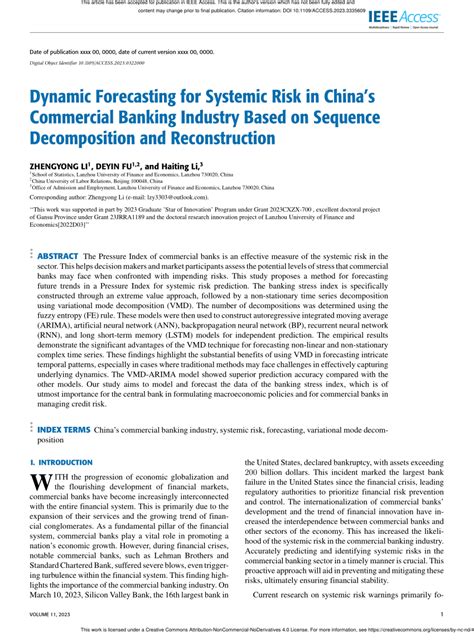 Pdf Dynamic Forecasting For Systemic Risk In Chinas Commercial