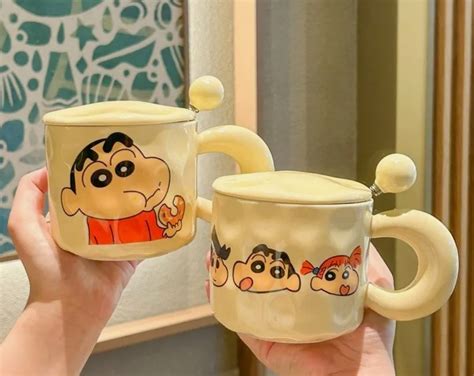 캐릭터 머그컵 세트 스푼 뚜껑 컵 유리컵 세라믹 400ml 인기 친구 자취 귀여운 특이한 선물 에이블리