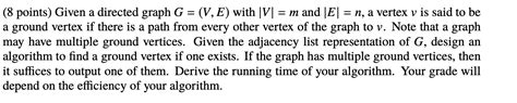Solved 7 Points Let G V E Be A Directed Graph The Chegg Com