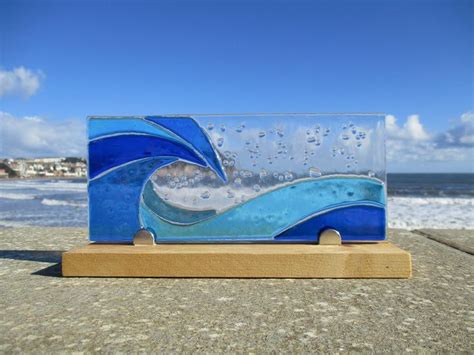 Fused Glass Ocean Wave Fused Glass Sea Wave Fused Glass Window Ornament Sea Side Coastal