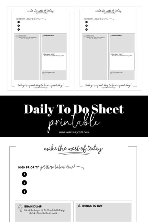 Get More Done Daily To Do Sheet Printable Kendra John Designs