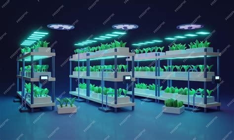 Premium Photo Vertical Farming As Indoor Growth Agriculture System 3d Illustration Concept