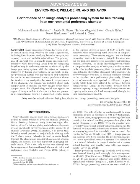 Pdf Performance Of An Image Analysis Processing System For Hen