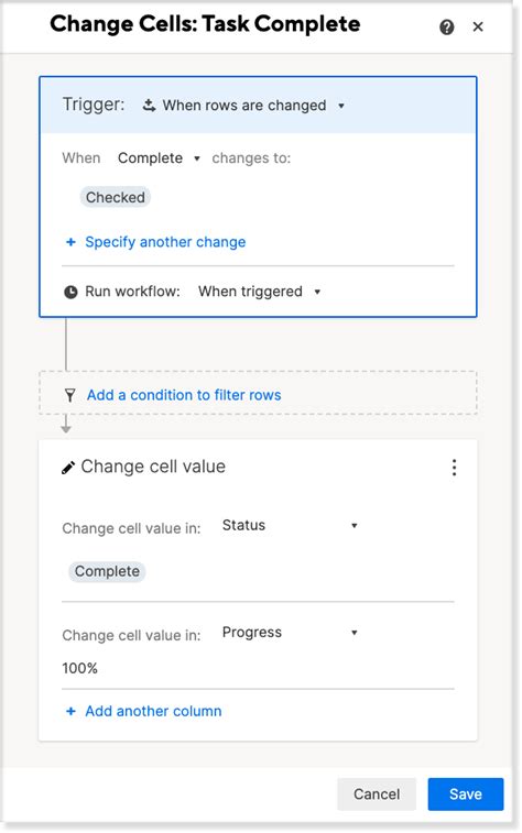 Change A Cell Value With An Automated Workflow Smartsheet Learning Center