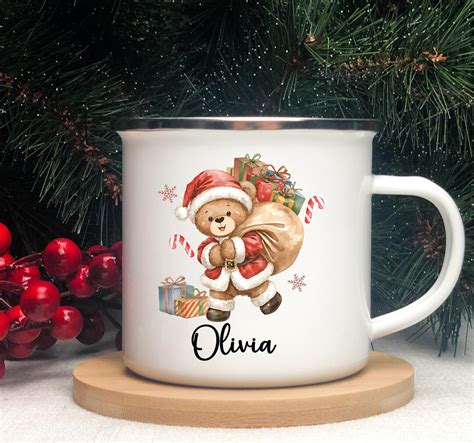 Personalized Christmas Bear Mug Custom Etsy