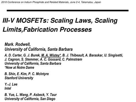 Ppt Iii V Mosfets Scaling Laws Scaling Limits Fabrication Processes