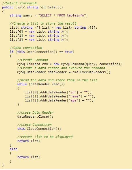 Creating Generic Mysql Select Statement In C Stack Overflow