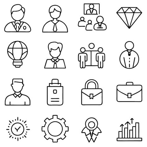 Premium Vector Set Of Business Icon Illustration Management Marketing Outline Design