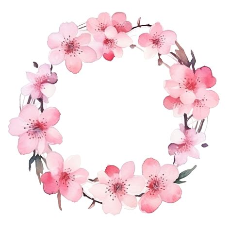 벚꽃 원 화환 수채화 배너 신선한 귀엽다 Png 일러스트 및 이미지 에 대한 무료 다운로드 Pngtree