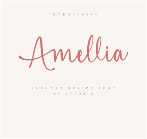 Amelia Font Script Font Handwritten Font Wedding Font Romantic Font
