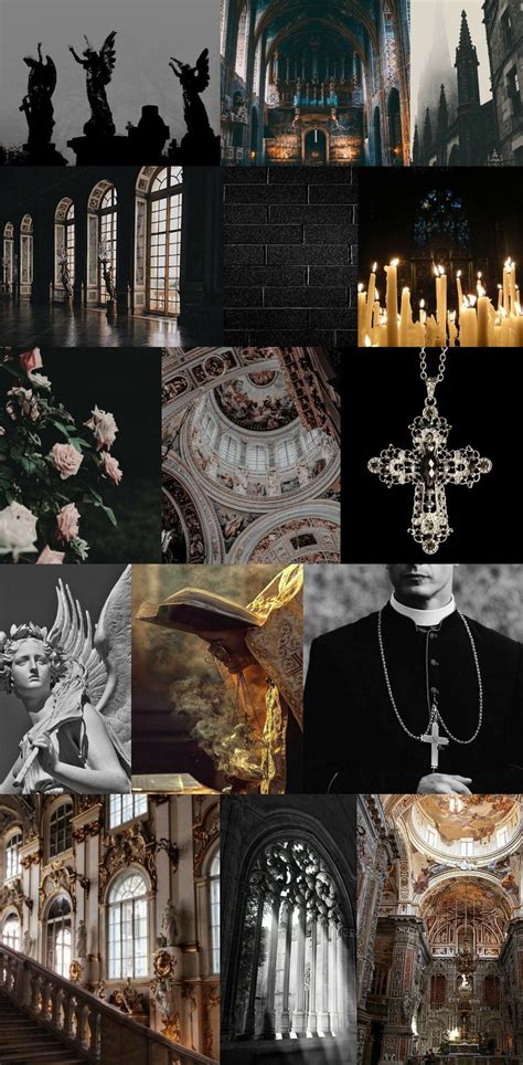 Christian Catholic Dark Priest Angel Church Aesthetic Collage