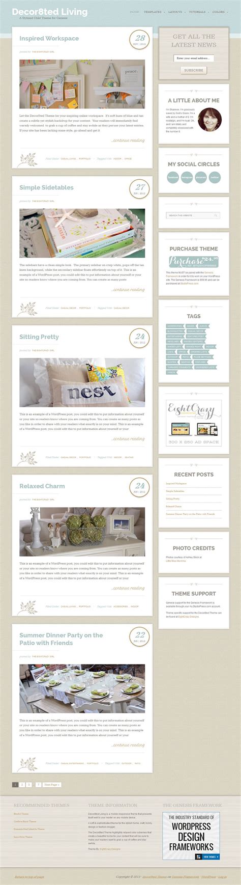 Decor8ted Responsive Wordpress Blog Theme For Genesis Framework