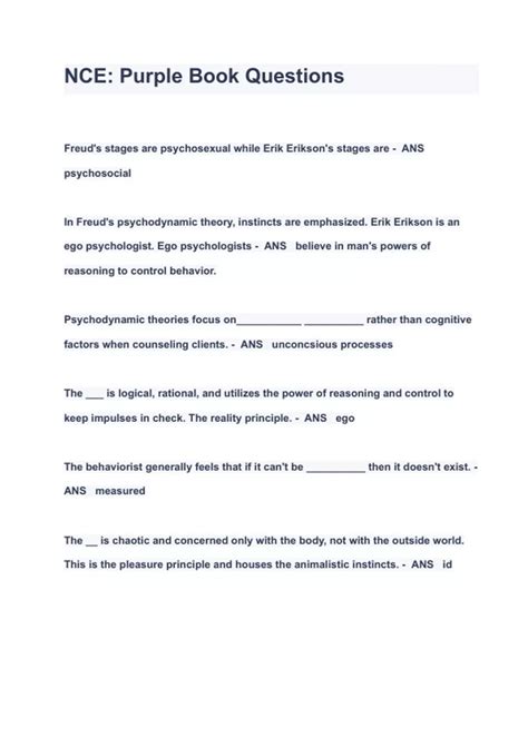 Nce Purple Book Questions Andanswers 2024 A Graded 100 Verified