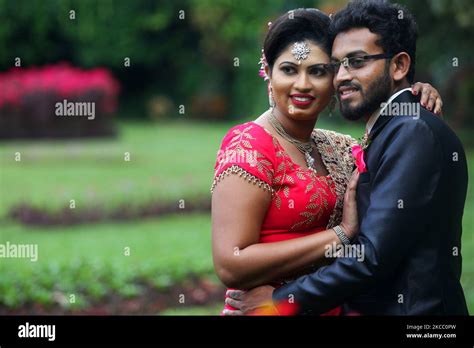 Newly Married Sri Lankan Sinhalese Couple Pose For Their Post Wedding Photos At The Royal