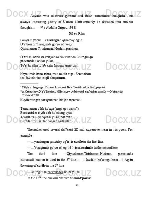 Analysis Of English And Uzbek Poetry Ingliz Tili Kurs Ishlari