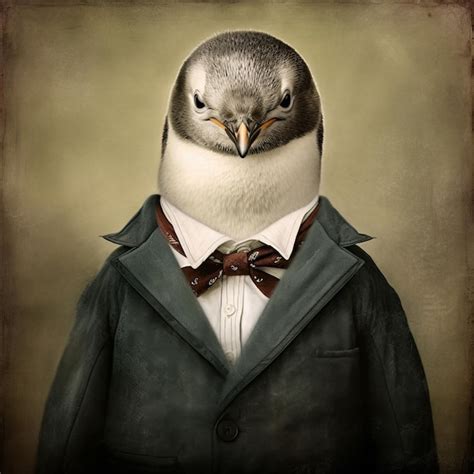Premium Photo A Penguin Head In Suit
