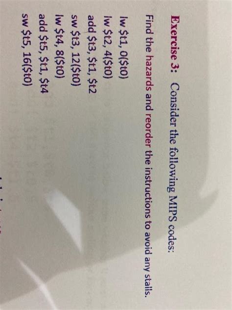 solved exercise 3 consider the following mips codes find