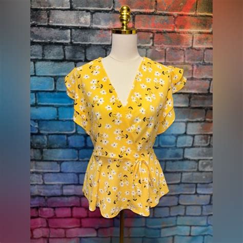 Monteau Tops Monteau Yellow Floral Top Poshmark