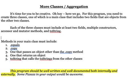 Solved More Classes Aggregation Its Time For You To Be