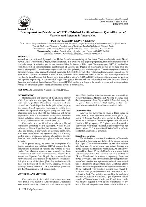 pdf development and validation of hptlc method for simultaneous