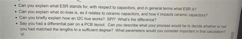 Solved Can You Explain What ESR Stands For With Respect Chegg Com