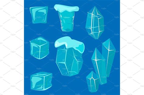 Realistic Ice Caps Snowdrifts And Icicles Winter Decor Vector Illustration