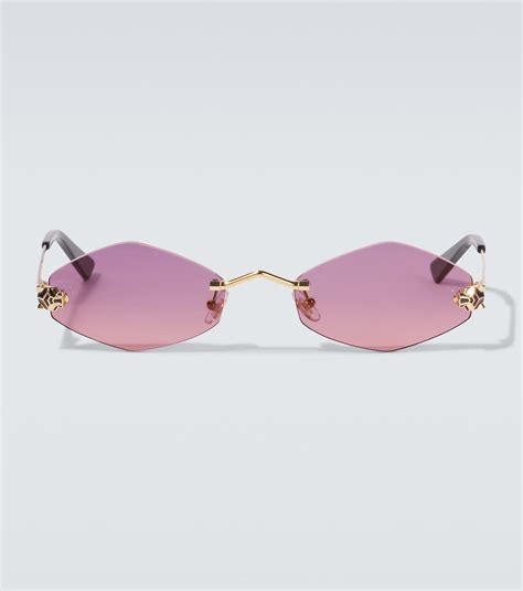 Rectangular Sunglasses In Gold Cartier Eyewear Collection Mytheresa