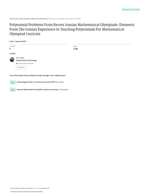 polynomial problems from recent iranian mathematical olympiads pdf