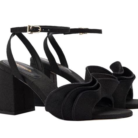 Larroude Shoes Larroude Selenaruffle Sandal In Black Raffia With