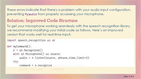 Fixing Python Speech Recognition Issues With Pyaudio Youtube