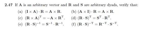Solved 2 47 If A Is An Arbitrary Vector And R And S Are