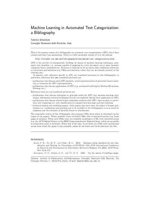 pdf machine learning in automated text categorization