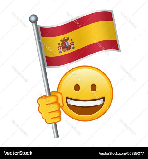 Emoji With Spain Flag Large Size Of Yellow Vector Image