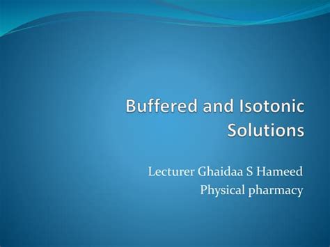 Buffer Solution Pptx Chemistry Science