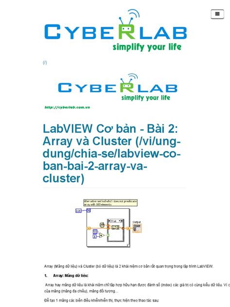 Labview Cơ Bản Bài 2 Array Và Cluster Cyberlab Simplify Your