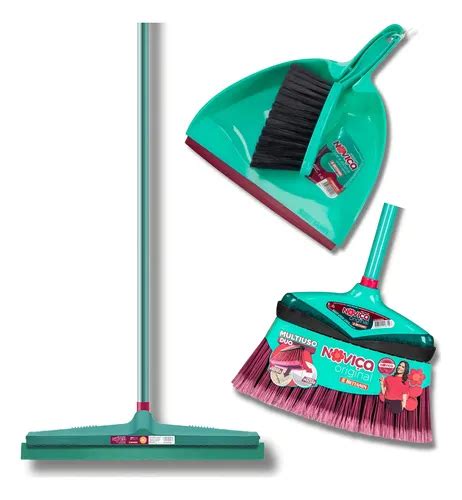 Kit De Vassoura Rodo 40cm Pá Dobrável Verde Noviça Mercadolivre