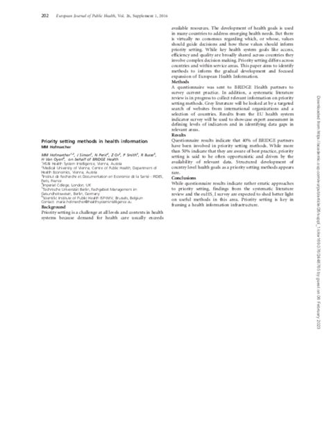Pdf Priority Setting Methods In Health Information