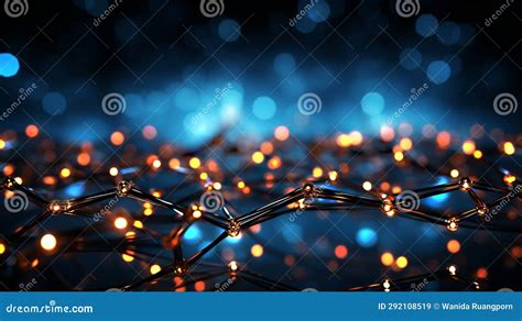Abstract Blue Background Network Connection Structure Grid Stock Illustration Illustration