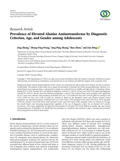 Pdf Prevalence Of Elevated Alanine Aminotransferase By Diagnostic