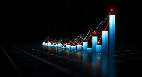 Bar Chart With Ascending Blue Columns On A Dark Background Representing Growth Stock