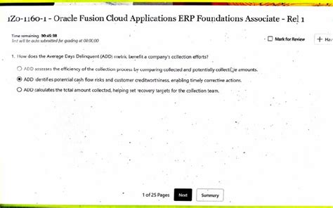 Oracle Fusion Cloud Applications Erp Foundations Associate Rel 1 Exam