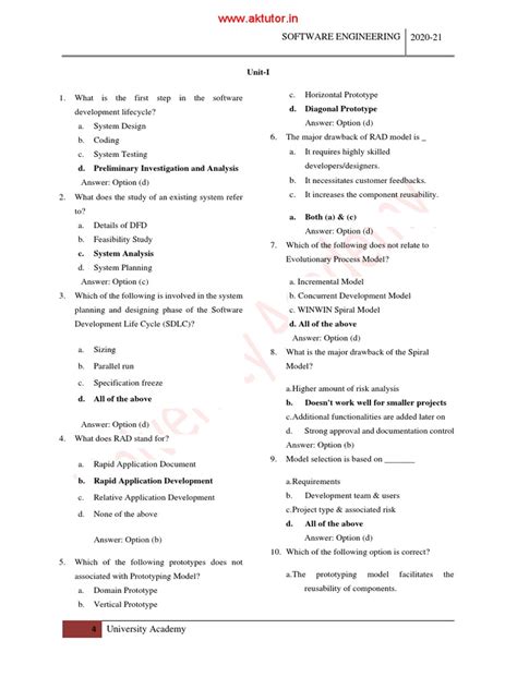 Software Engineering Mcq Pdf Software Development Process