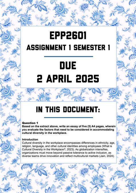 EPP2601 ASSIGNMENT 1 SEMESTER 1 2025 FULLY ANSWERED StudyPass