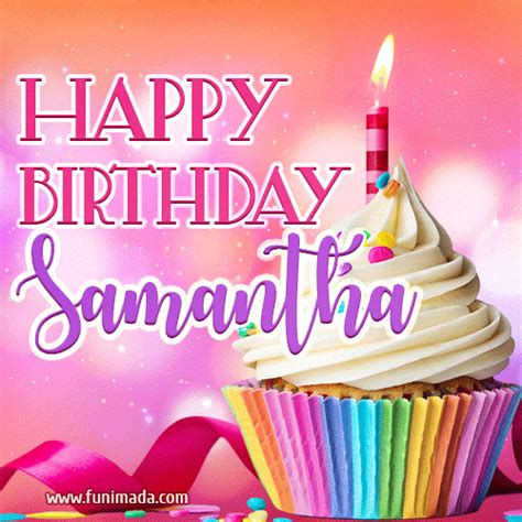 Colorful Cupcake Happy Birthday Samantha Animated  Download On