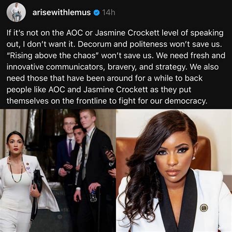Michael Lemus If Its Not On The Aoc Or Jasmine Crockett Level Of Speaking Out I Dont Want
