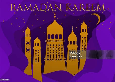 벡터 라마단 카림 카드 모스크 달 별 태양과 구름과 빈티지 종이 배너 거룩한 라마단 소원 동양 스타일의 아랍 장식 이슬람 이슬람 배경입니다 0명에 대한 스톡 벡터 아트 및