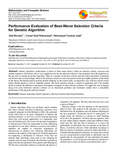 pdf performance evaluation of best worst selection criteria for