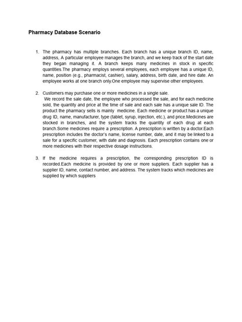 Pharmacy Database Scenario Pdf
